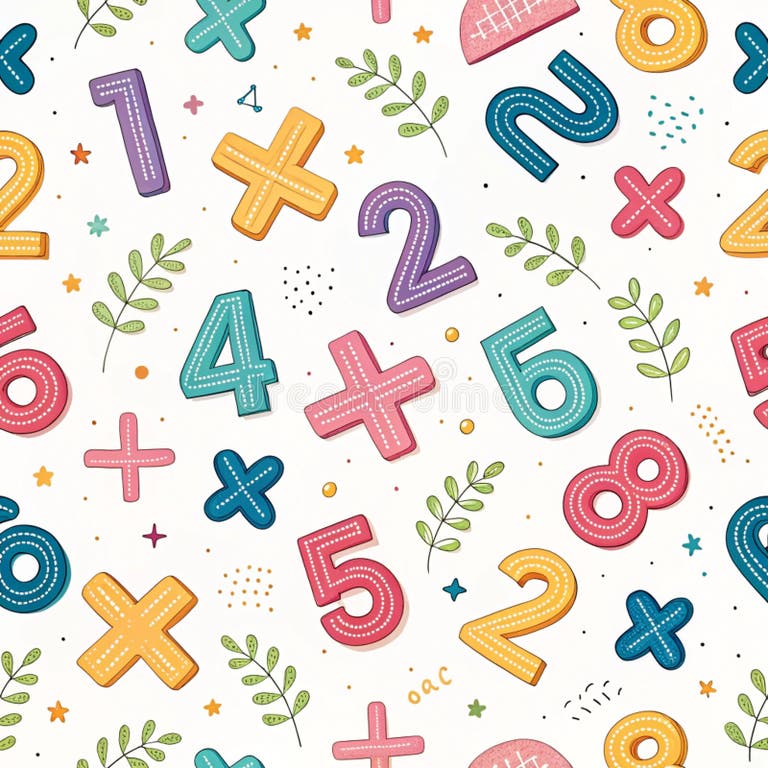 Fun, Colorful Math Pattern with Numbers and Plus Signs, Perfect for ...