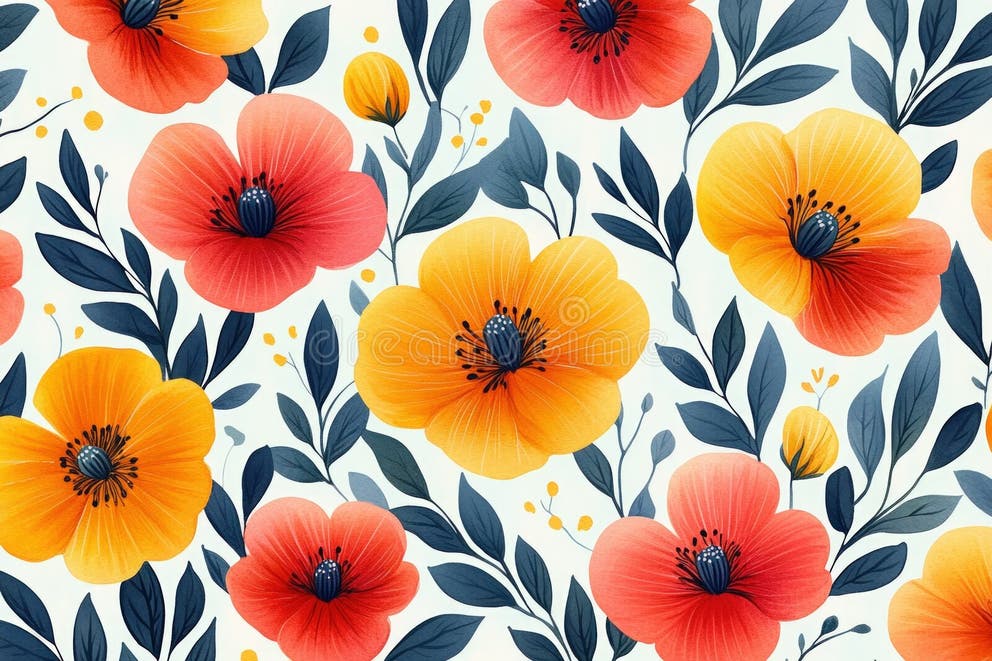 A Fun and Colorful Repeating Pattern Featuring Spring Flowers and ...