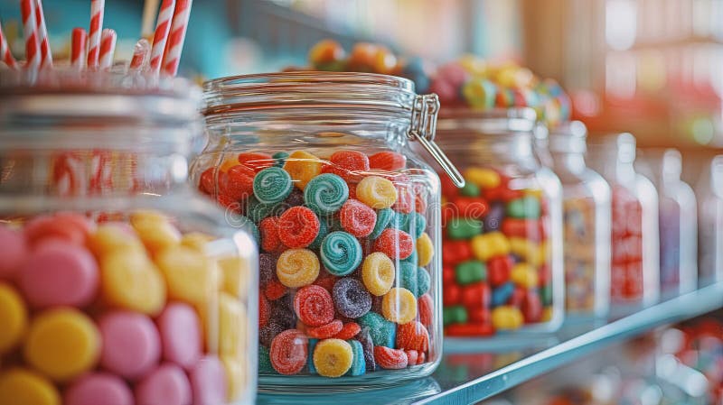 A Fun and Colorful Scene of a Candy Shop, with an Array of Ai Stock ...