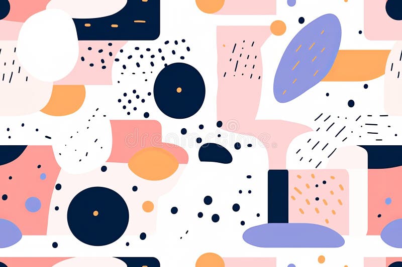 Fun Colorful Seamless Pattern. Bright Simple Abstract Shapes Stock ...