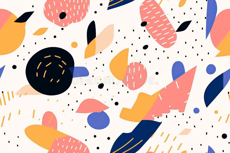 Fun Colorful Seamless Pattern. Bright Simple Abstract Shapes Stock ...