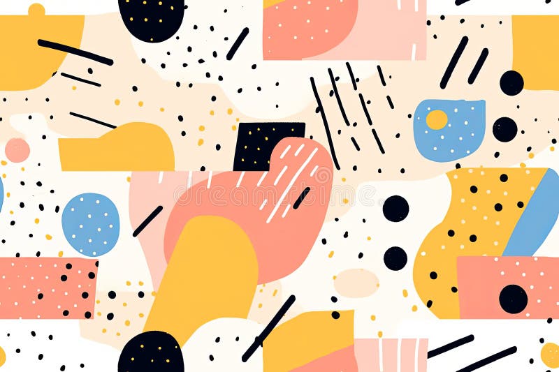 Fun Colorful Seamless Pattern. Bright Simple Abstract Shapes Stock ...