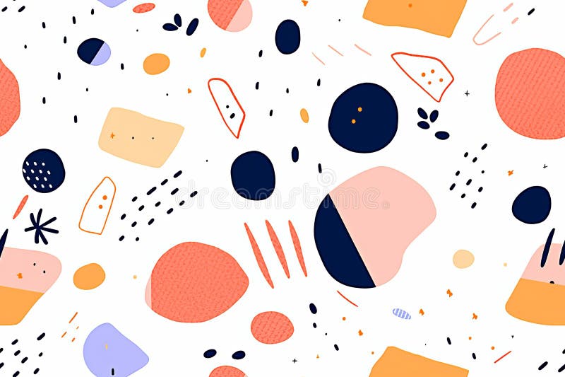 Fun Colorful Seamless Pattern. Bright Simple Abstract Shapes Stock ...