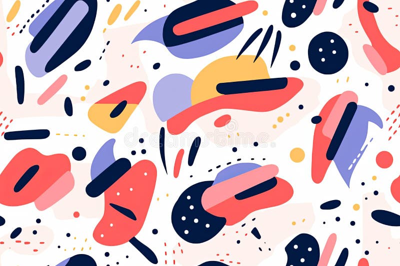 Fun Colorful Seamless Pattern. Bright Simple Abstract Shapes Stock ...