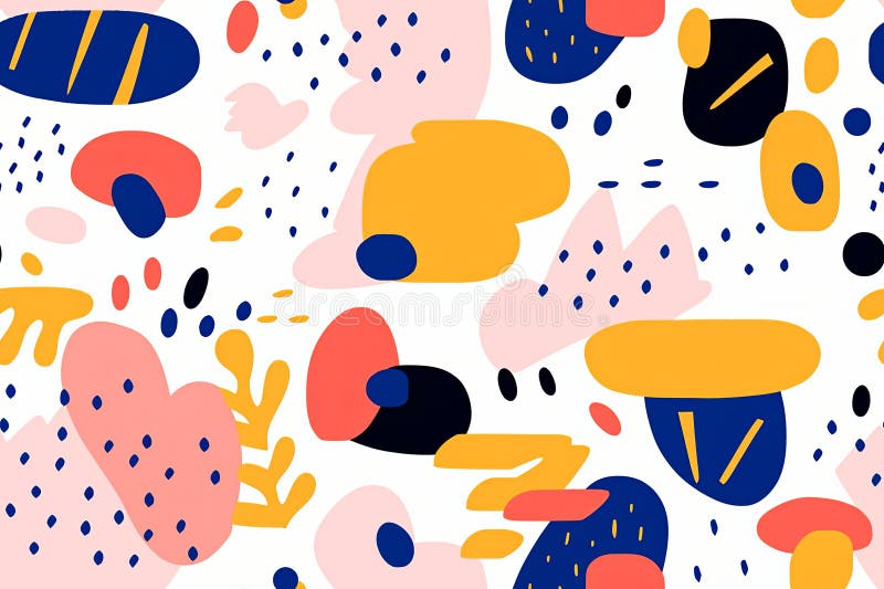 Fun Colorful Seamless Pattern. Bright Simple Abstract Shapes Stock ...