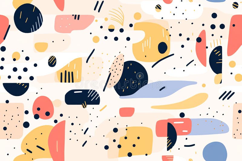 Fun Colorful Seamless Pattern. Bright Simple Abstract Shapes Stock ...