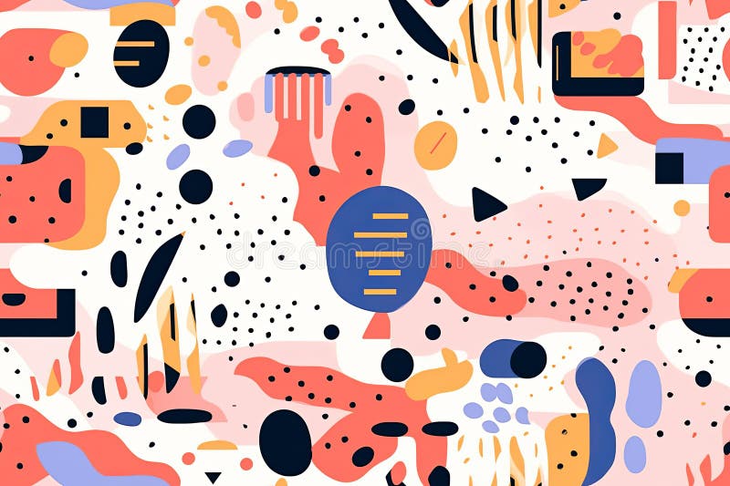 Fun Colorful Seamless Pattern. Bright Simple Abstract Shapes Stock ...