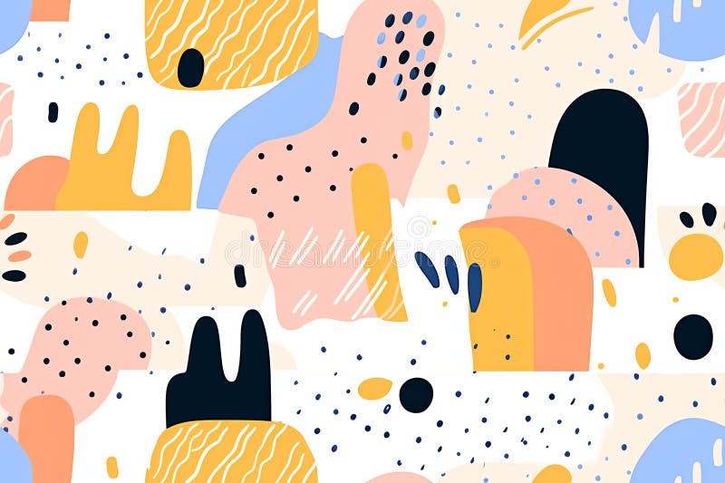 Fun Colorful Seamless Pattern. Bright Simple Abstract Shapes Stock ...