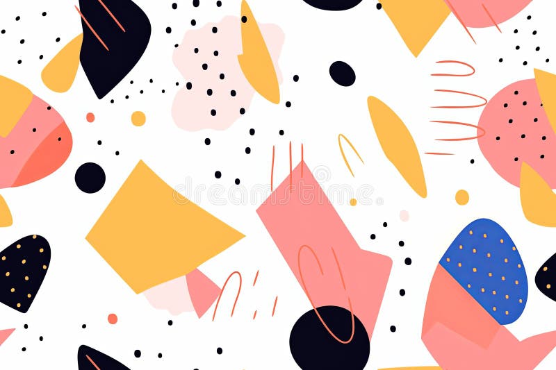 Fun Colorful Seamless Pattern. Bright Simple Abstract Shapes Stock ...