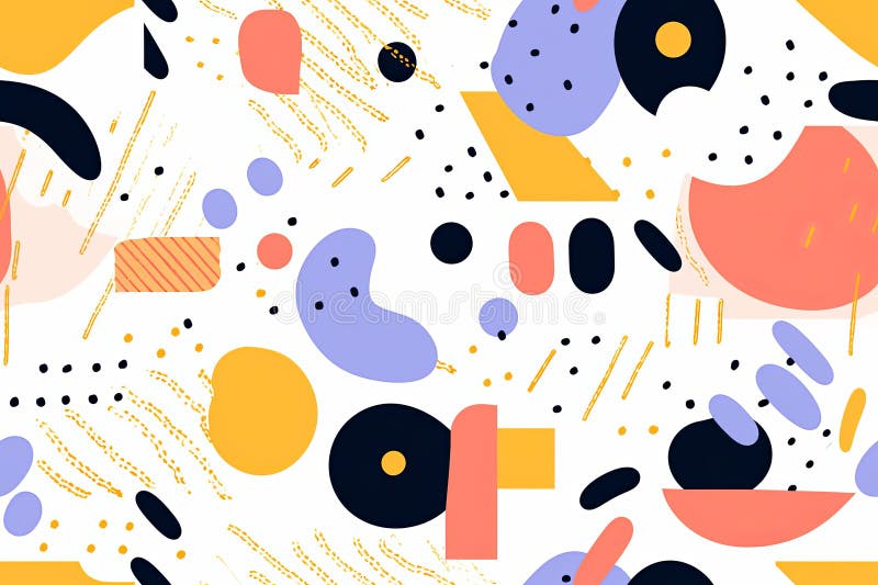 Fun Colorful Seamless Pattern. Bright Simple Abstract Shapes Stock ...