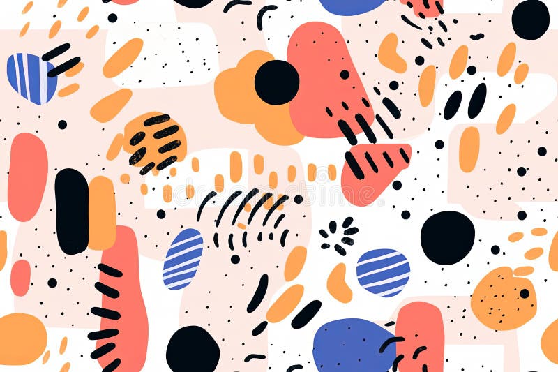 Fun Colorful Seamless Pattern. Bright Simple Abstract Shapes Stock ...