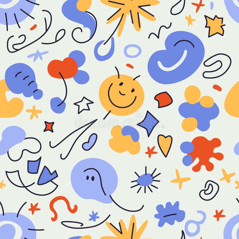 Fun Colorful Seamless Pattern Collection. Creative Abstract Style Art ...