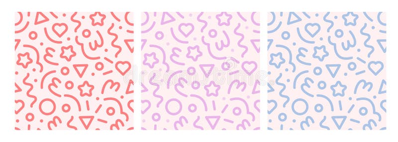 Fun Colorful Seamless Pattern Collection. Stock Vector - Illustration ...