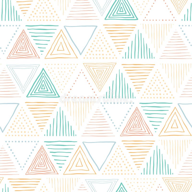 Fun and Colorful Seamless Pattern with Hand Drawn Triangles, Great for ...