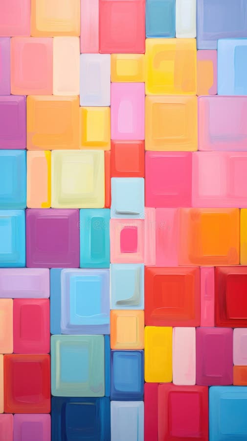 Fun Colorful Squares Tile Art, Ai Stock Illustration - Illustration of ...