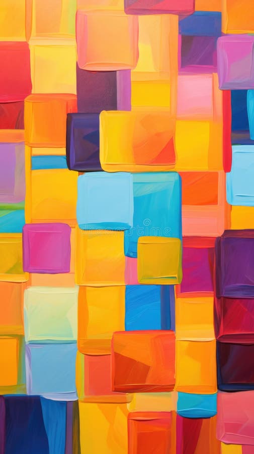 Fun Colorful Squares Tile Art, Ai Stock Illustration - Illustration of ...