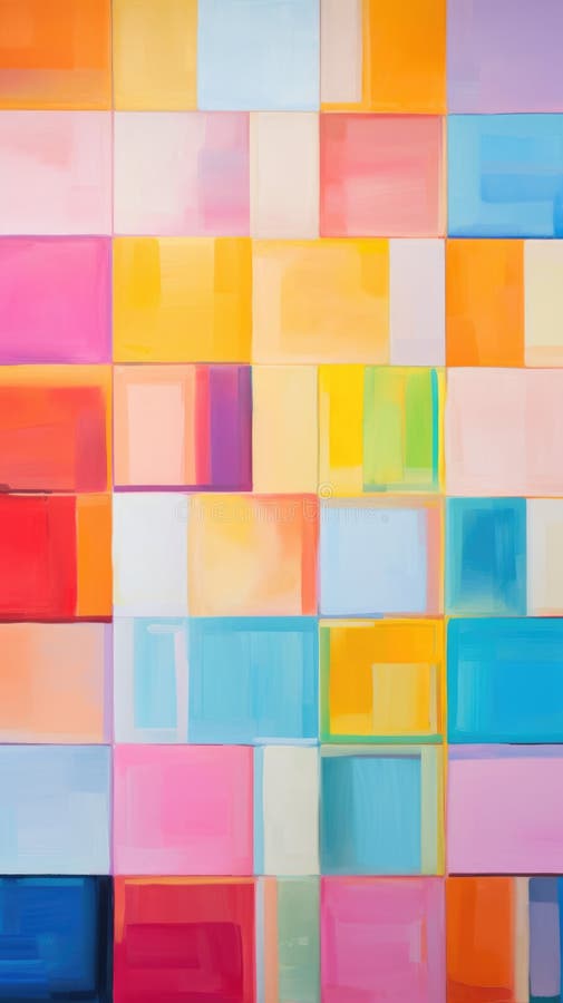 Fun Colorful Squares Tile Art, Ai Stock Illustration - Illustration of ...