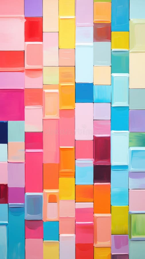 Fun Colorful Squares Tile Art, Ai Stock Illustration - Illustration of ...