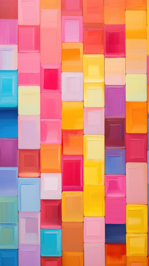 Fun Colorful Squares Tile Art, Ai Stock Illustration - Illustration of ...