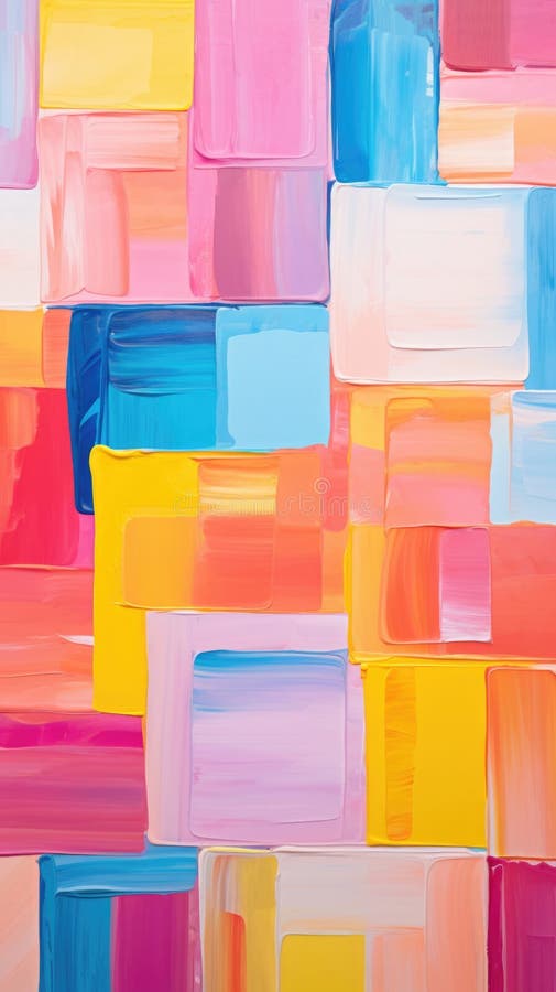 Fun Colorful Squares Tile Art, Ai Stock Illustration - Illustration of ...