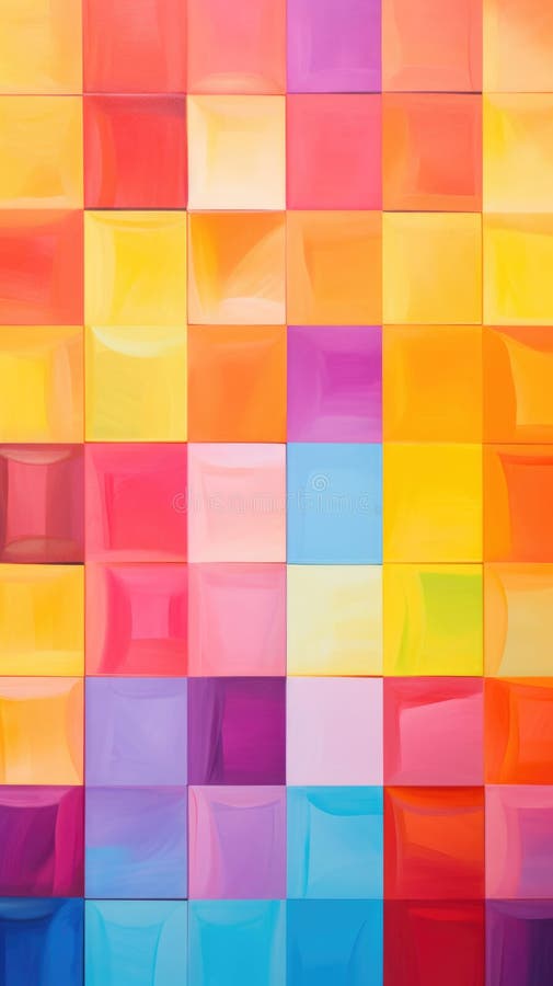 Fun Colorful Squares Tile Art, Ai Stock Illustration - Illustration of ...