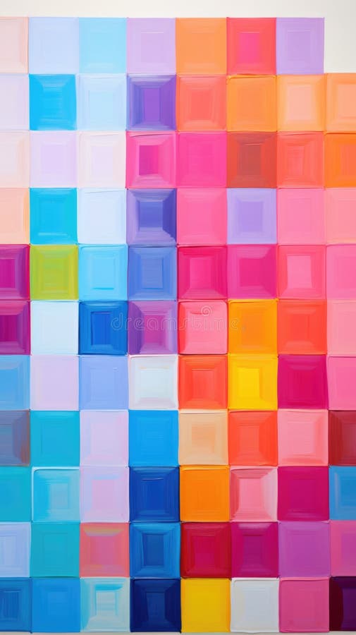 Fun Colorful Squares Tile Art, Ai Stock Illustration - Illustration of ...