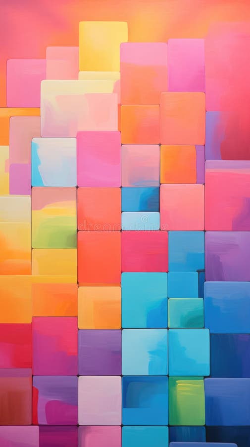 Fun Colorful Squares Tile Art, Ai Stock Illustration - Illustration of ...