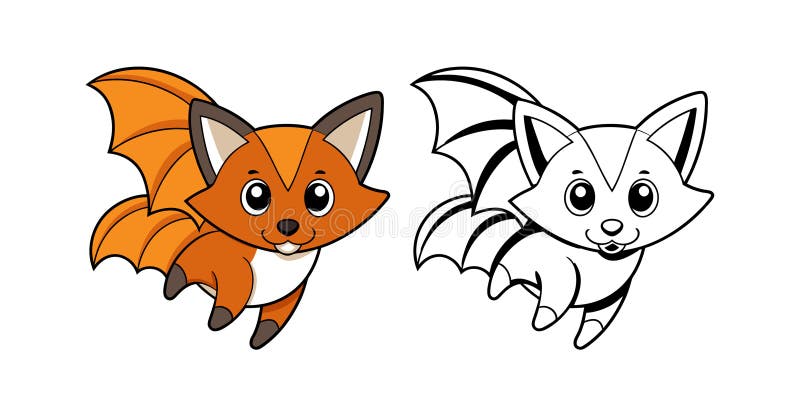 Engaging Flying Fox Coloring Template Stock Illustration - Illustration ...