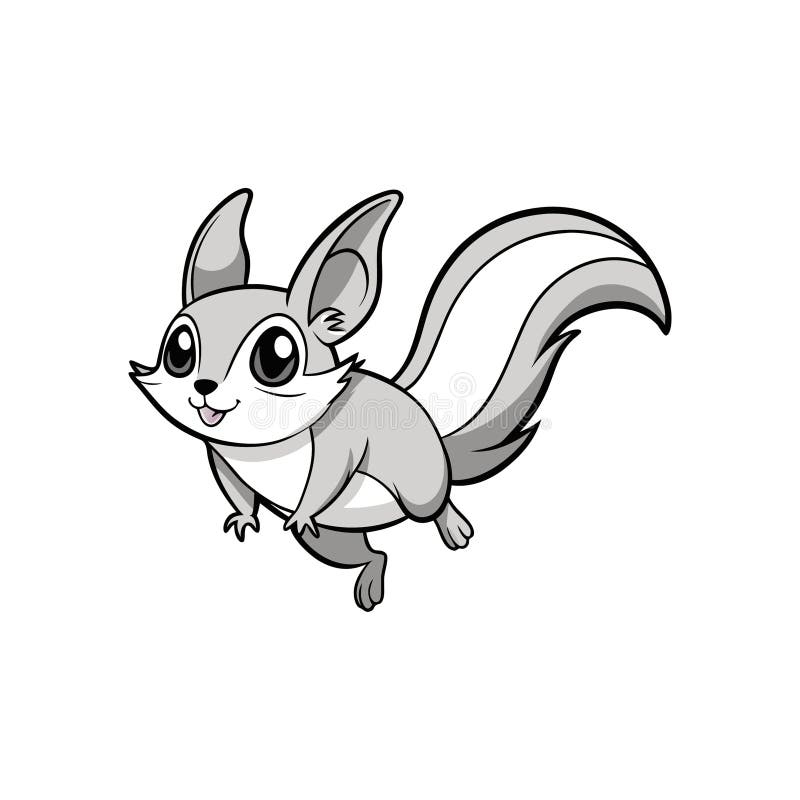Flying Squirrel Coloring Template for Kids Stock Illustration ...
