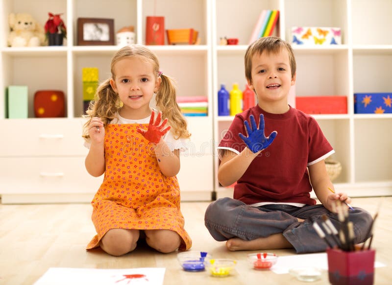 Fun with colors stock image. Image of paint, caucasian - 12385809