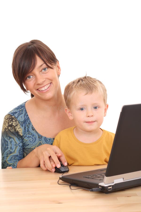 Fun with computer stock image. Image of mother, preschooler - 2988343