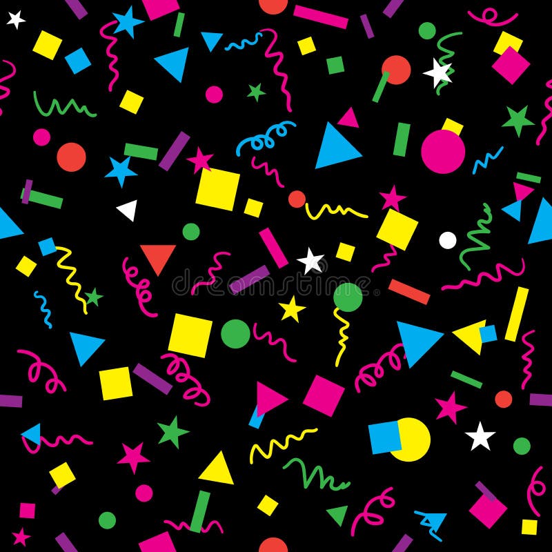 Fun Confetti Design with Bright Bold Colors on Black Background ...