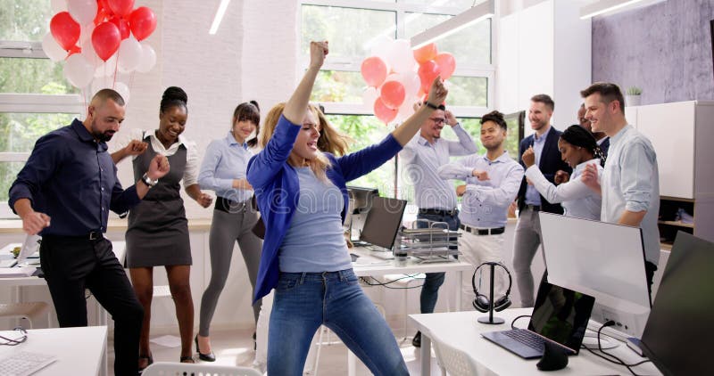 Fun Corporate Workplace. Job Success Stock Image - Image of people ...