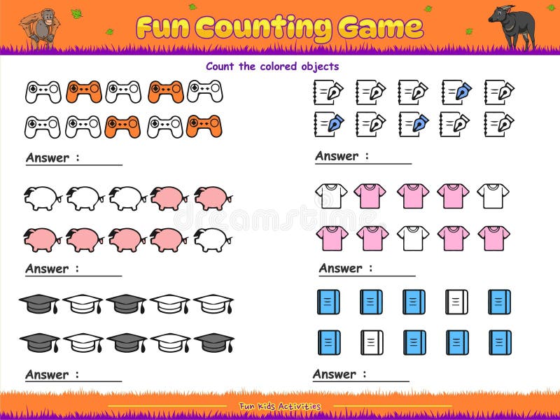 Count the Colored Objects Part One Stock Vector - Illustration of logo ...