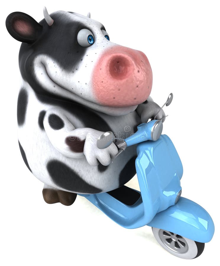 Fun cow - 3D Illustration stock illustration. Illustration of motor ...