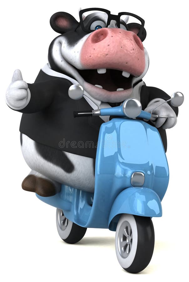 Fun cow - 3D Illustration stock illustration. Illustration of machine ...