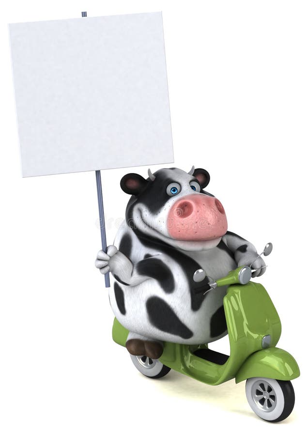 Fun cow - 3D Illustration stock illustration. Illustration of milk ...