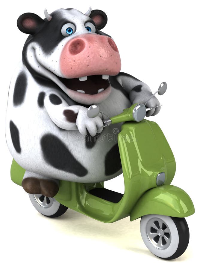 Fun cow - 3D Illustration stock illustration. Illustration of isolated ...