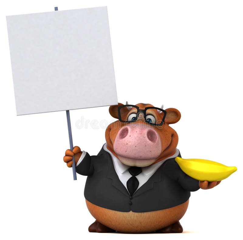 Fun cow - 3D Illustration stock illustration. Illustration of farmland ...