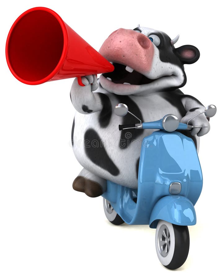 Fun cow - 3D Illustration stock illustration. Illustration of machine ...