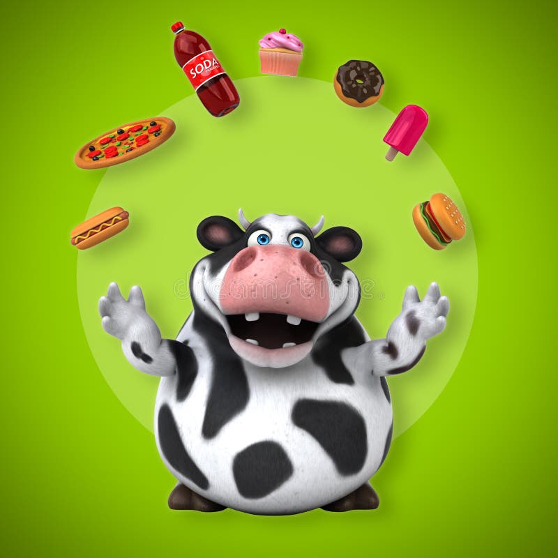 Fun cow - 3D Illustration stock illustration. Illustration of cute ...