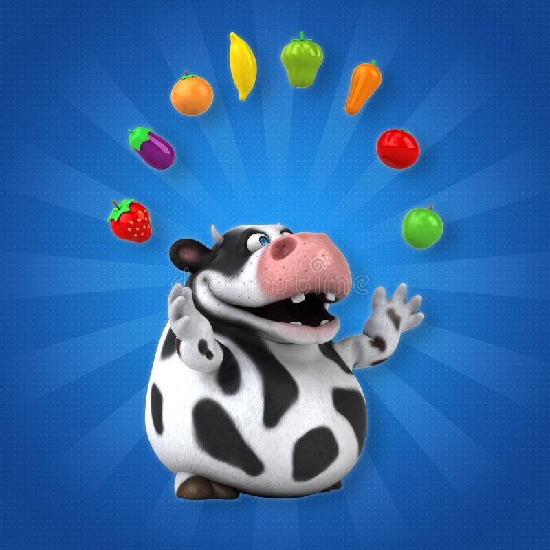 Fun cow - 3D Illustration stock illustration. Illustration of farming ...