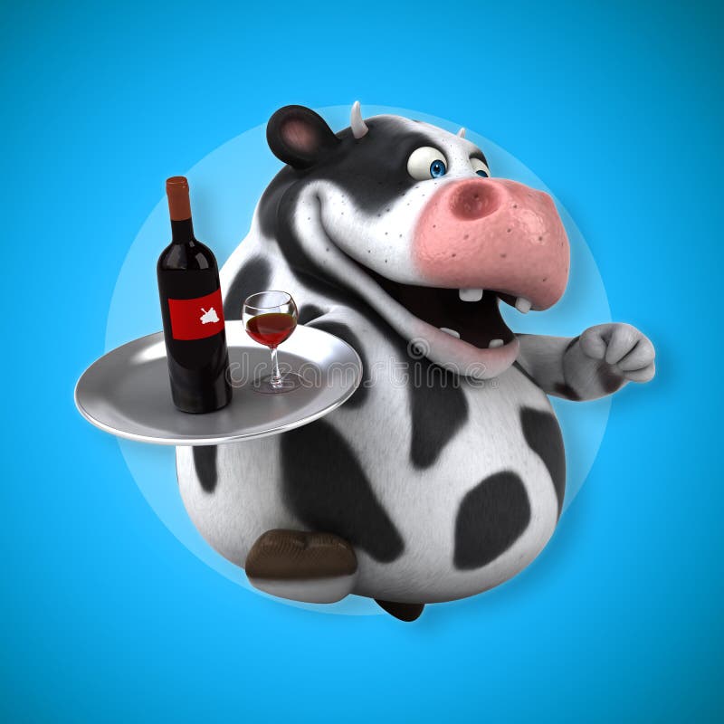 Fun cow - 3D Illustration stock illustration. Illustration of rural ...