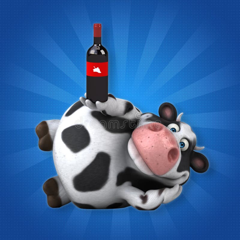 Fun cow - 3D Illustration stock illustration. Illustration of cute ...