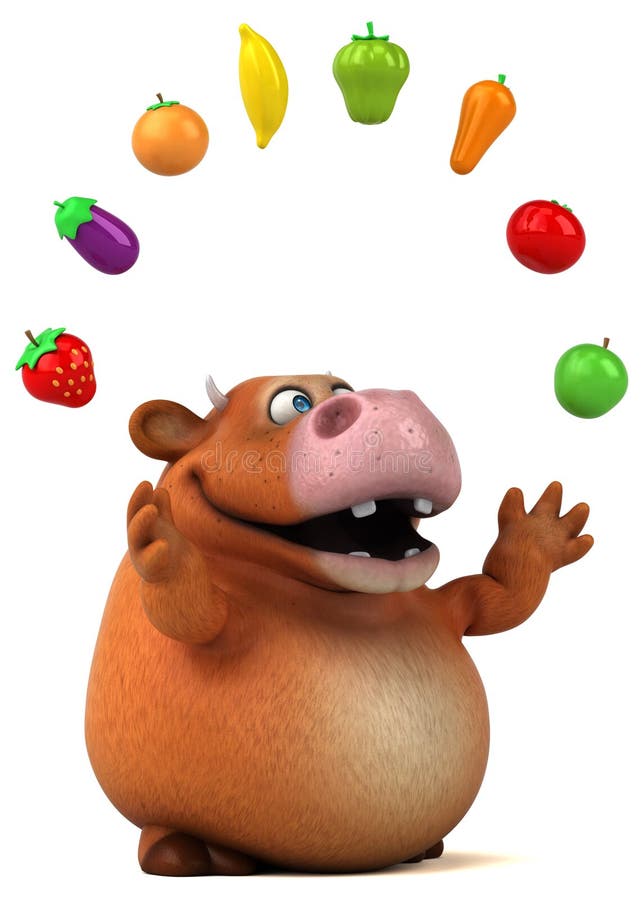 Fun cow - 3D Illustration stock illustration. Illustration of pastoral ...