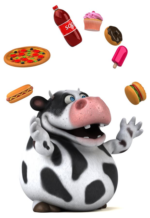 Fun cow - 3D Illustration stock illustration. Illustration of grass ...