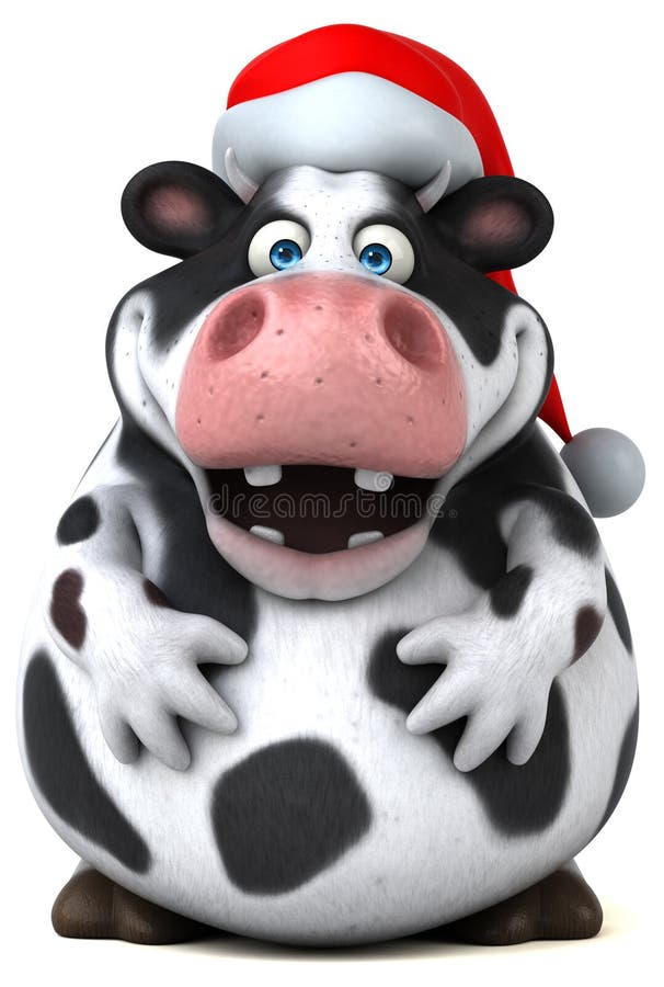 Fun cow - 3D Illustration stock illustration. Illustration of cute ...