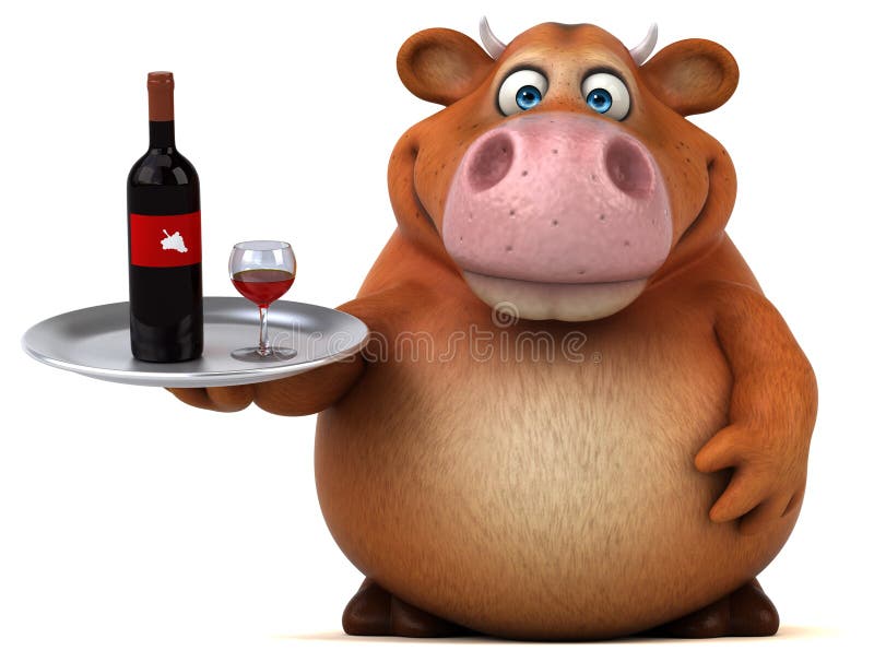 Fun cow - 3D Illustration stock illustration. Illustration of pasture ...