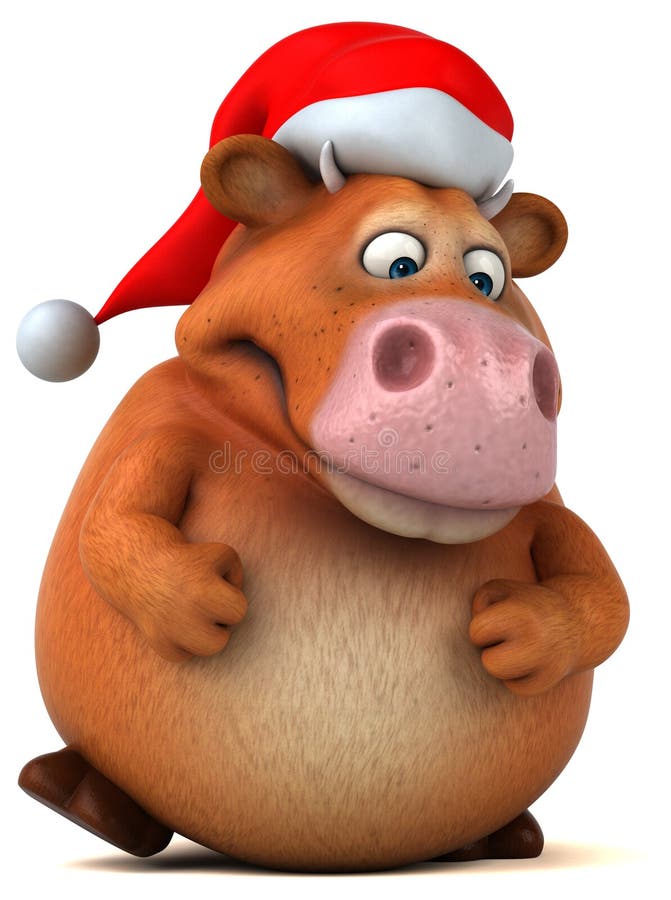 Fun cow - 3D Illustration stock illustration. Illustration of pasture ...