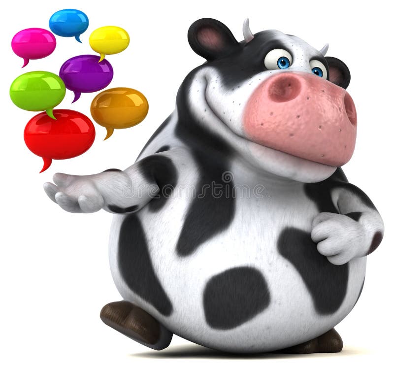 Fun cow - 3D Illustration stock illustration. Illustration of farmland ...